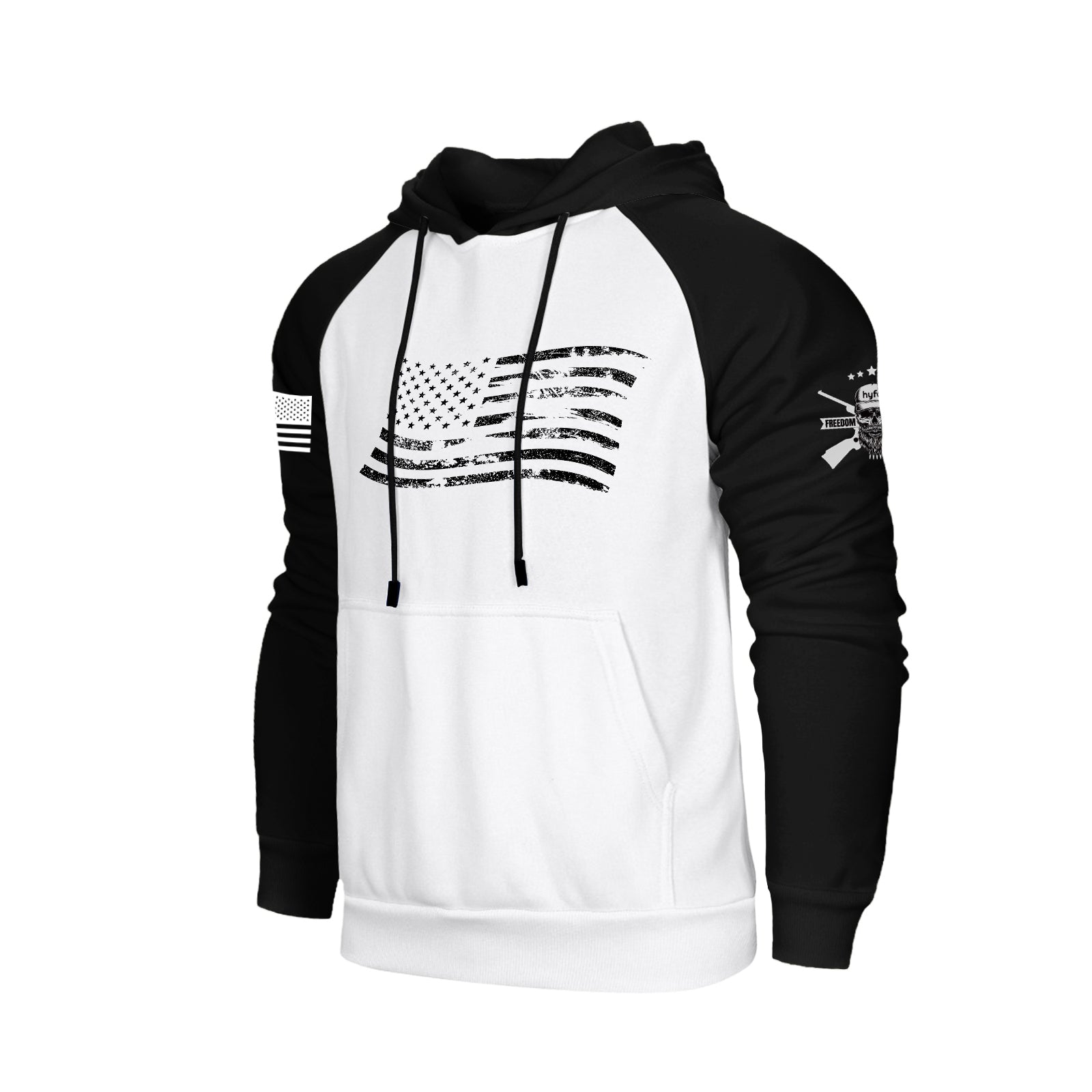 Hyfol Usa Flag Raglan Graphic Pocket Hoodie Men | Sleeve Length：long ...