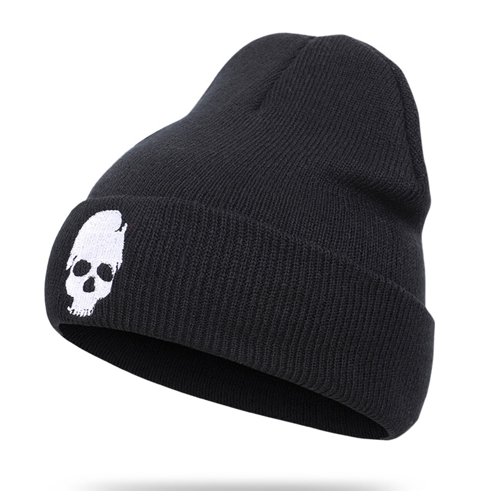 Hyfol Skull Graphic Embroidered Knitted Beanie Hat Men | Men's Hat