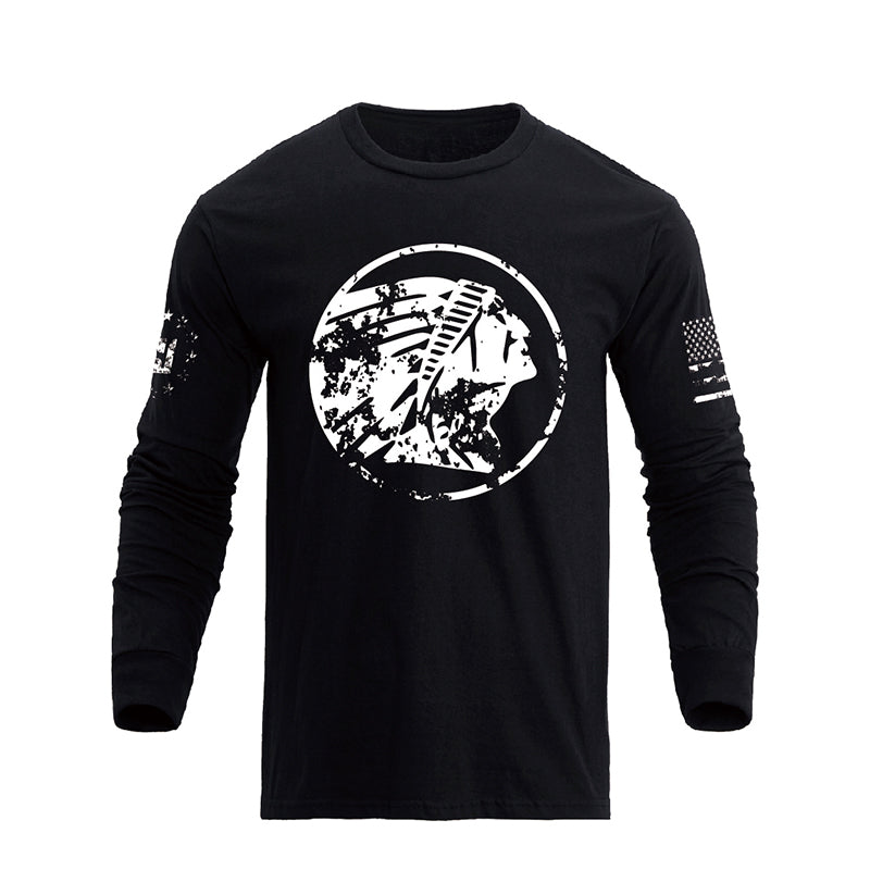 Men's Long Sleeve Tee Shirts | Native American Print Shirt | Crewneck