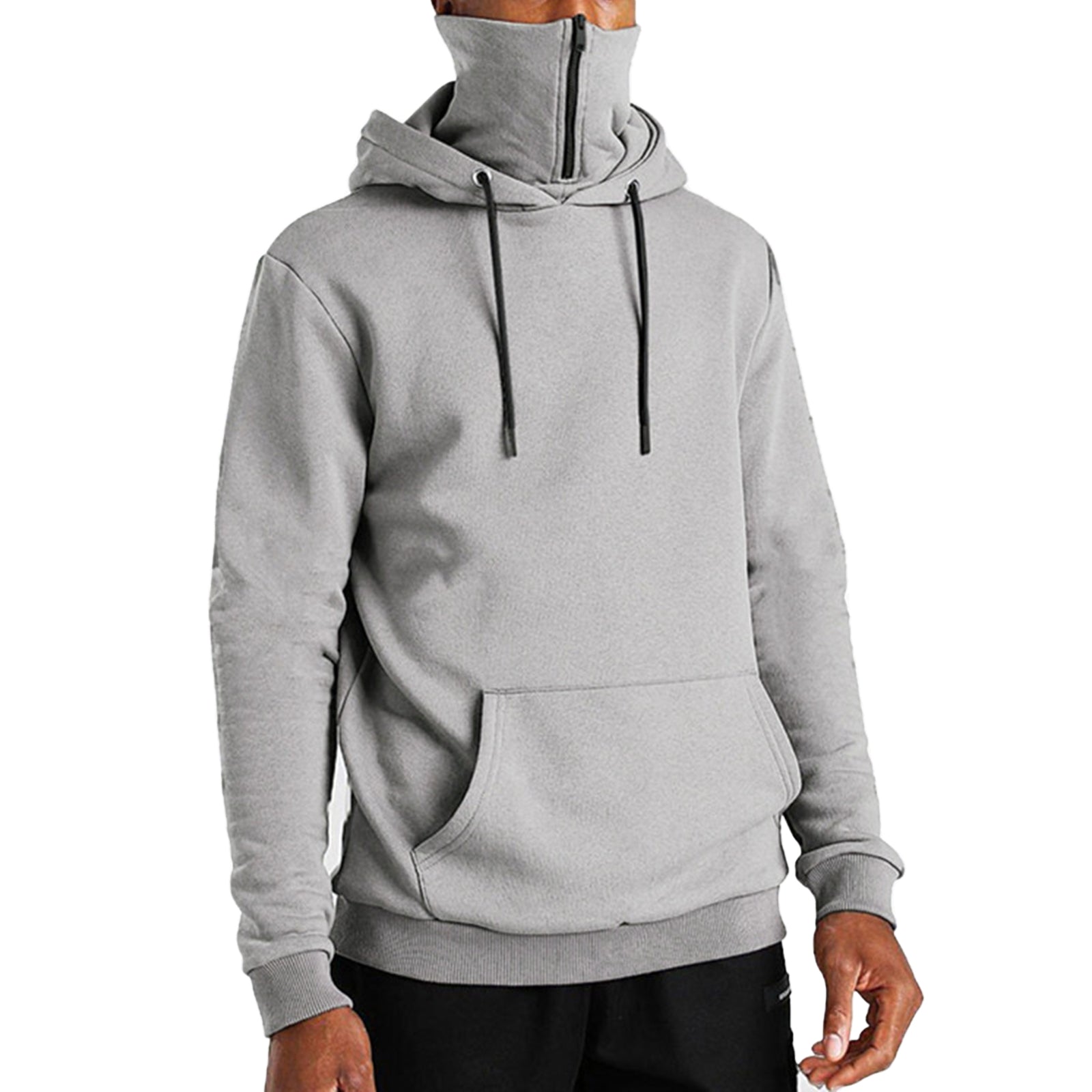 Hyfol Hooded Mask Fleece Zipper Pocket Hoodie Men | Long Sleeves Men's ...